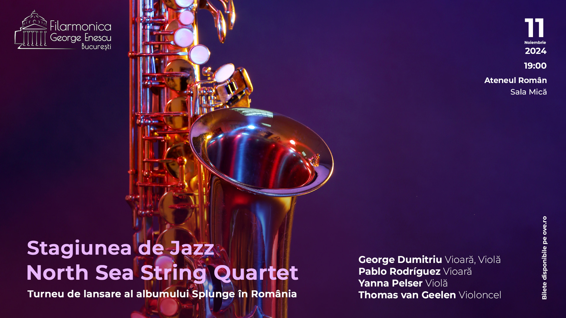 North Sea String Quartet va veni la Stagiunea de Jazz pe 11 noiembrie 2024, la Sala Mică a ...